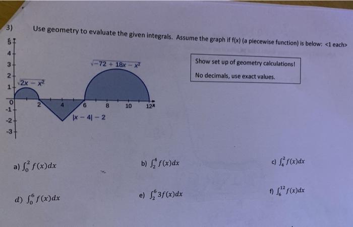 Solved Use geometry to evaluate the given integrals. Assume | Chegg.com