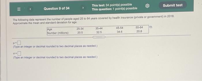 Solved This test: 34 point(s) possible Question 9 of 34 | Chegg.com