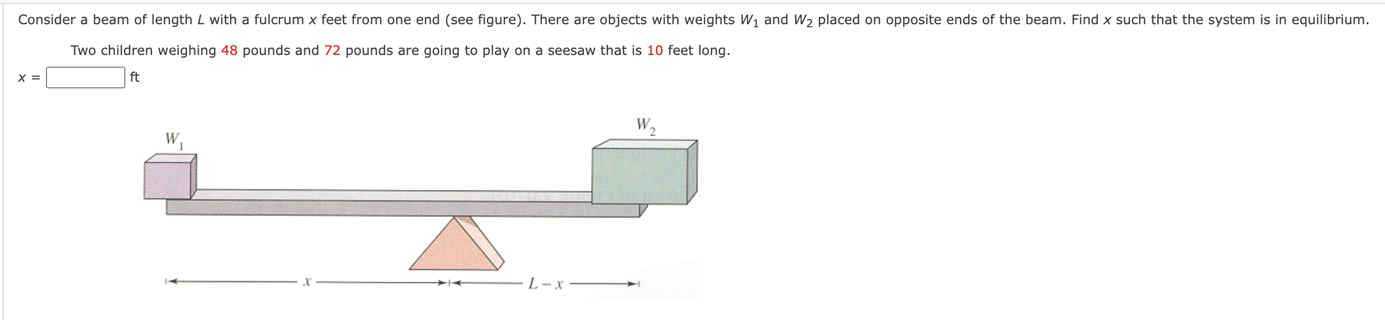 Solved Two children weighing 48 ﻿pounds and 72 ﻿pounds are | Chegg.com