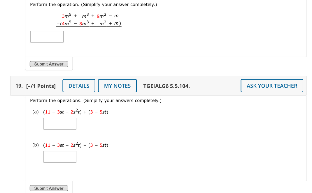 Solved Perform the operation. (Simplify your answer | Chegg.com