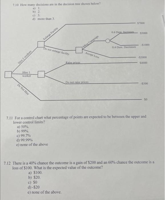 Solved 7.10 How many decisions are in the decision tree | Chegg.com