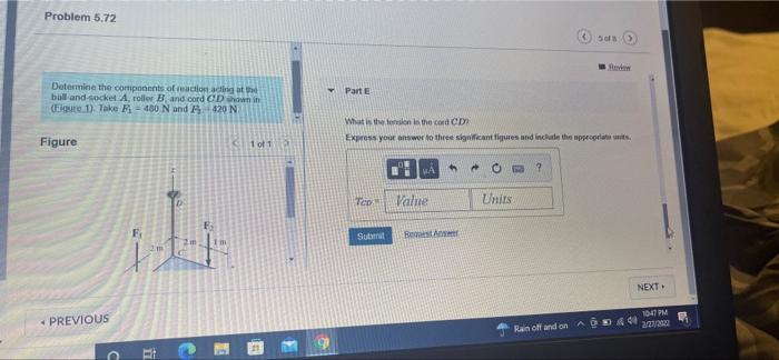 Solved Part Determine the components of reaction acting at | Chegg.com