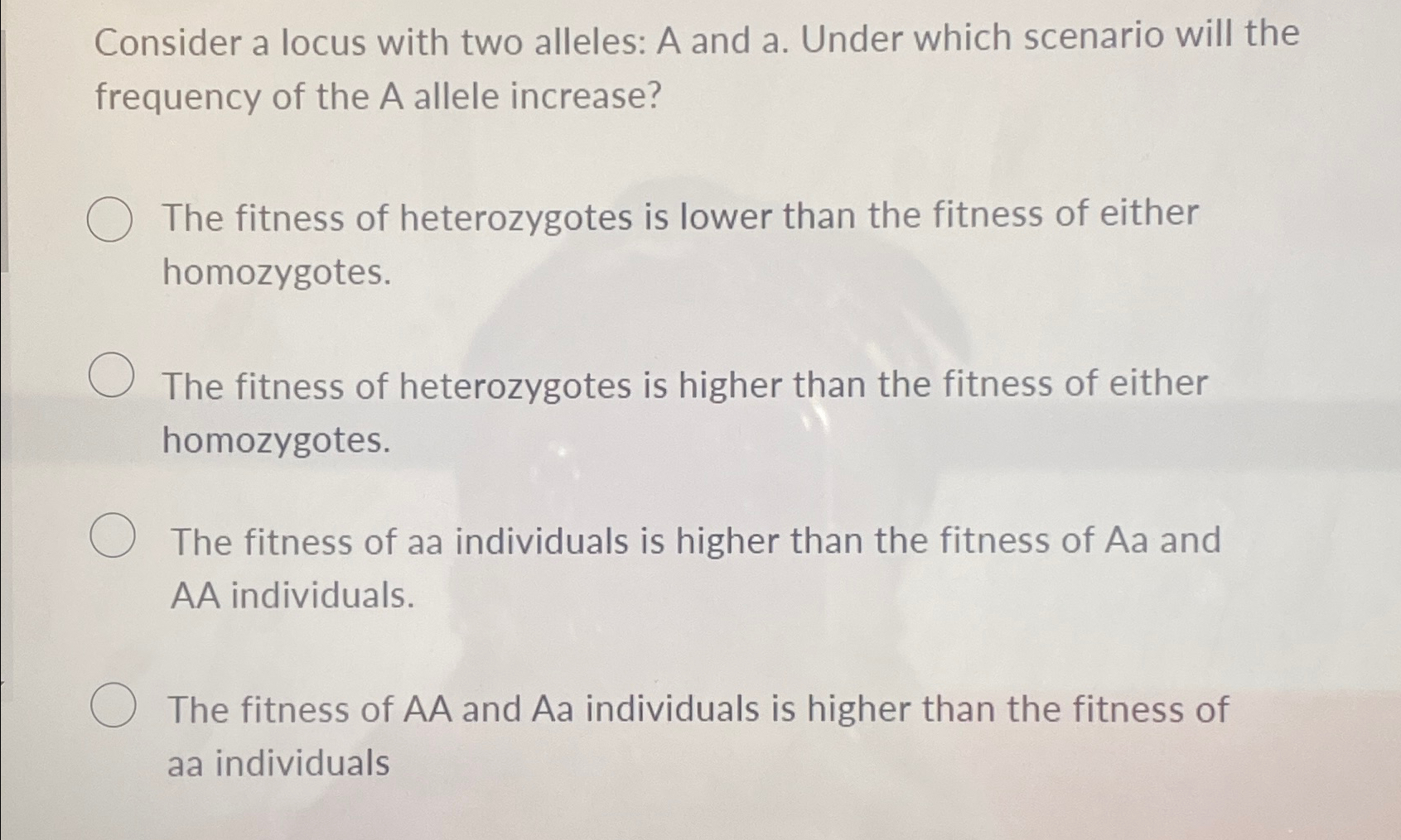 Solved Consider a locus with two alleles: A and a. ﻿Under | Chegg.com