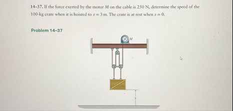 Solved 14-37. ﻿If the force exerted by the motor M on the | Chegg.com