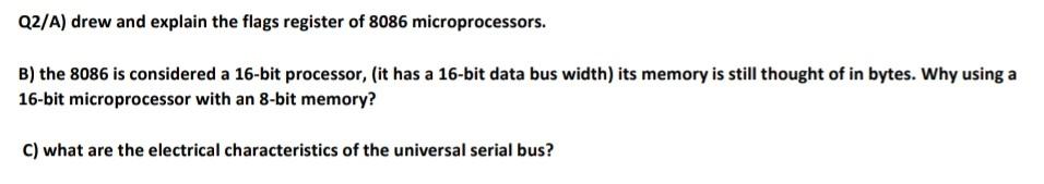 Solved Q2/A) drew and explain the flags register of 8086 | Chegg.com