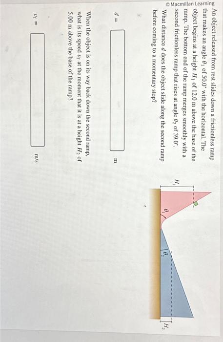 Solved An Object Released From Rest Slides Down A 