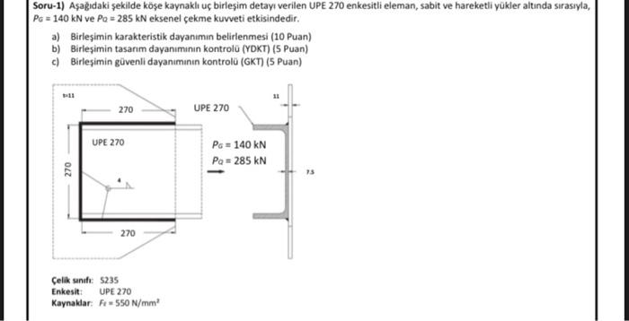Solved Soru-1) Aşağıdaki şekilde köşe kaynaklı uç birleşim | Chegg.com