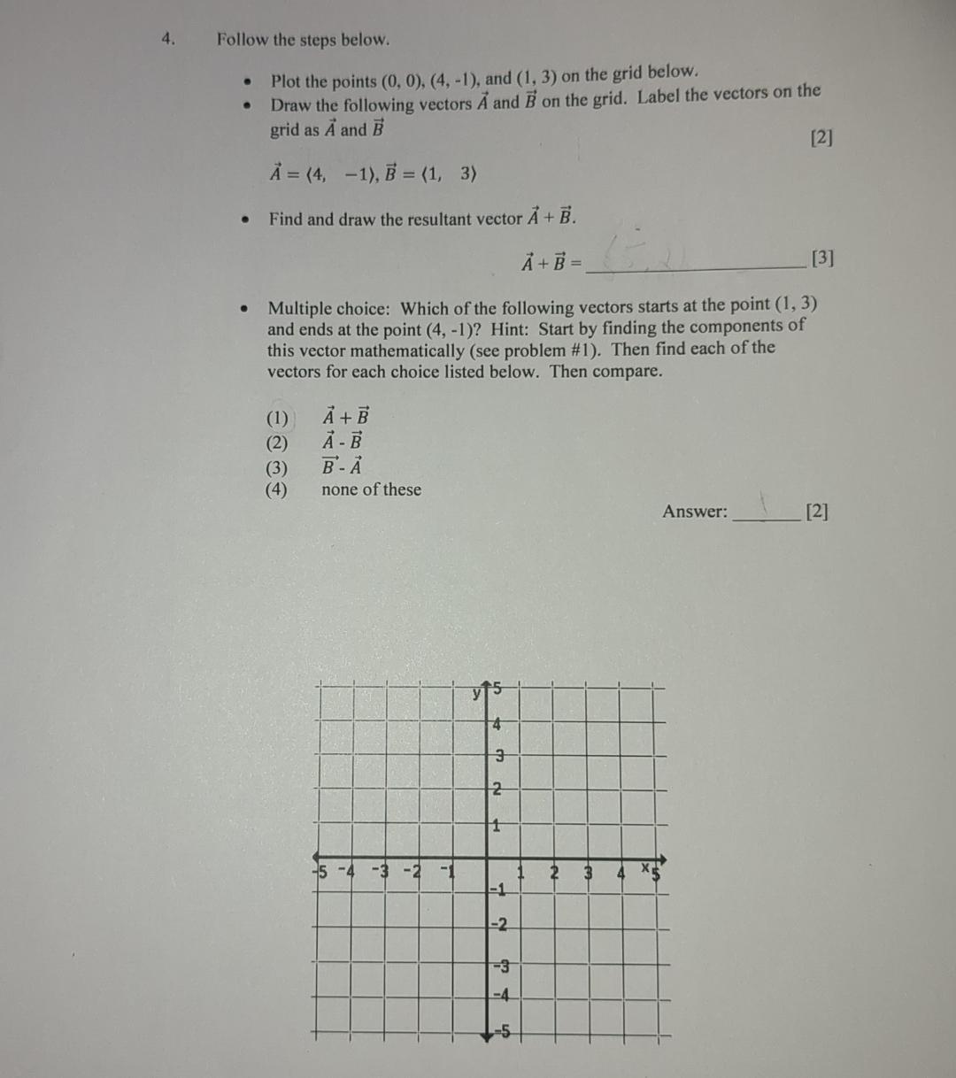 Solved Follow the steps below.Plot the points (0,0),(4,-1), | Chegg.com