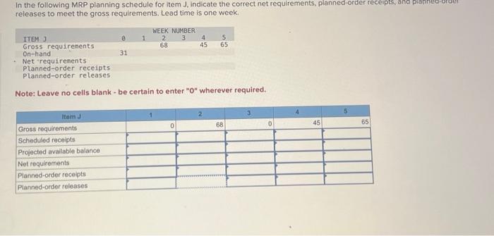 Solved In the following MRP planning schedule for item J, | Chegg.com