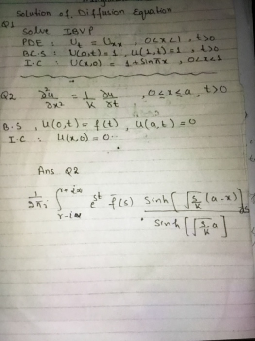 Solved 01 solution of Diffusion equation solve IBVP PDE : | Chegg.com