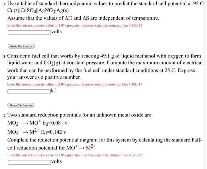 Solved 10. Use a table of standard thermodynamic values to | Chegg.com