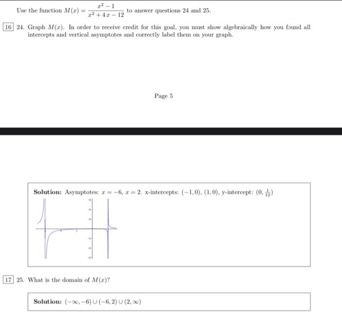 Solved Use the function M(x)=x2+4x−12x2−1 to answer | Chegg.com