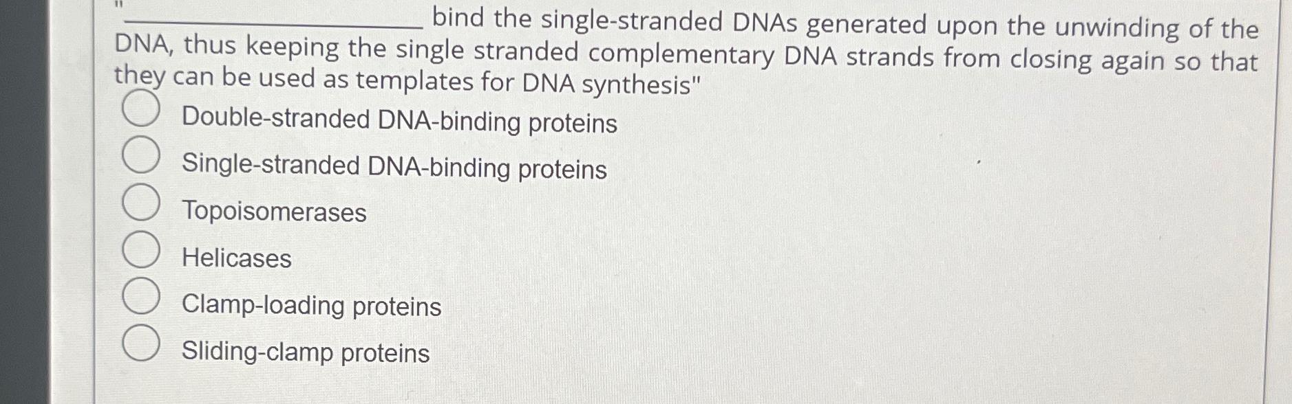 Solved bind the single-stranded DNAs generated upon the | Chegg.com