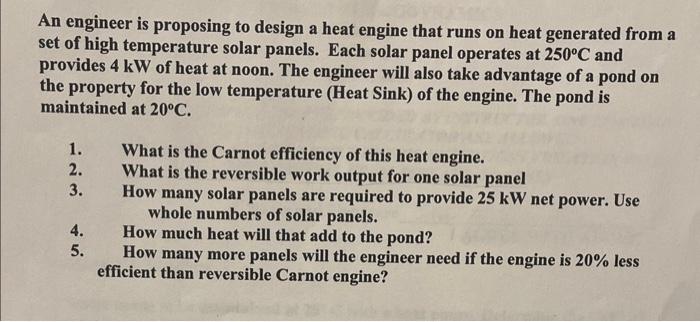 Solved An engineer is proposing to design a heat engine that | Chegg.com