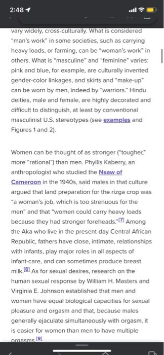 Solved 2 48 1 Gender Vs Sex Words Can Reveal Cultural