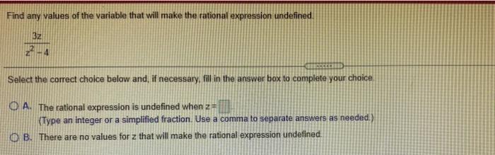 Solved Find any values of the variable that will make the | Chegg.com
