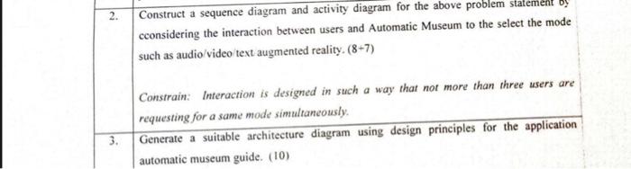 2. Construct a sequence diagram and activity diagram | Chegg.com