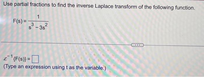Solved Use partial fractions to find the inverse Laplace | Chegg.com