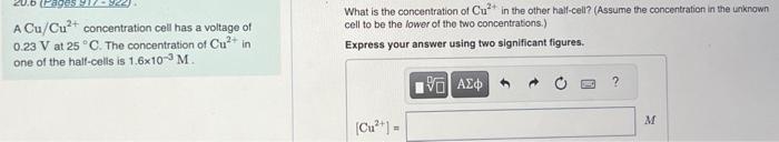 Solved A Cu/Cus \\( { }^{2+} \\) concentration cell has a | Chegg.com