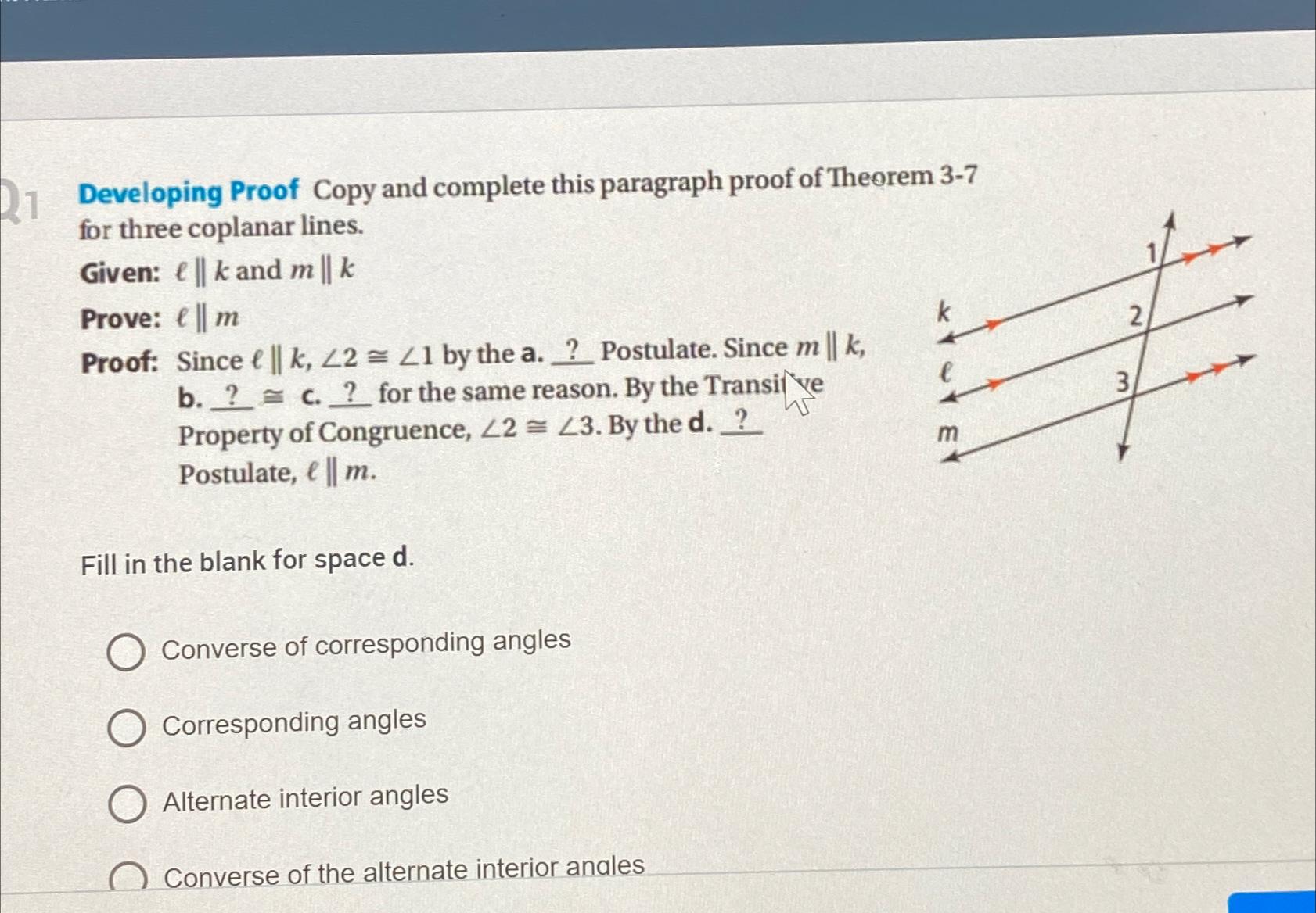 Solved Developing Proof Copy and complete this paragraph | Chegg.com