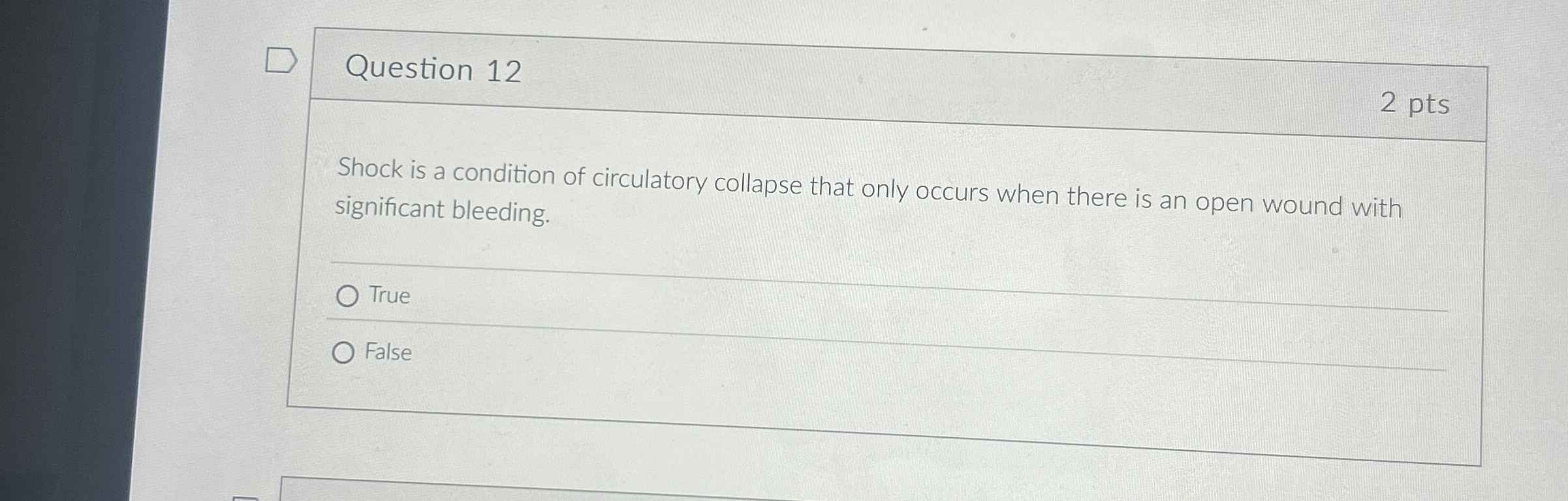 Solved Question 12Shock is a condition of circulatory | Chegg.com