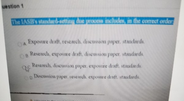 Solved westion 1 The IASB's standard-setting due process | Chegg.com
