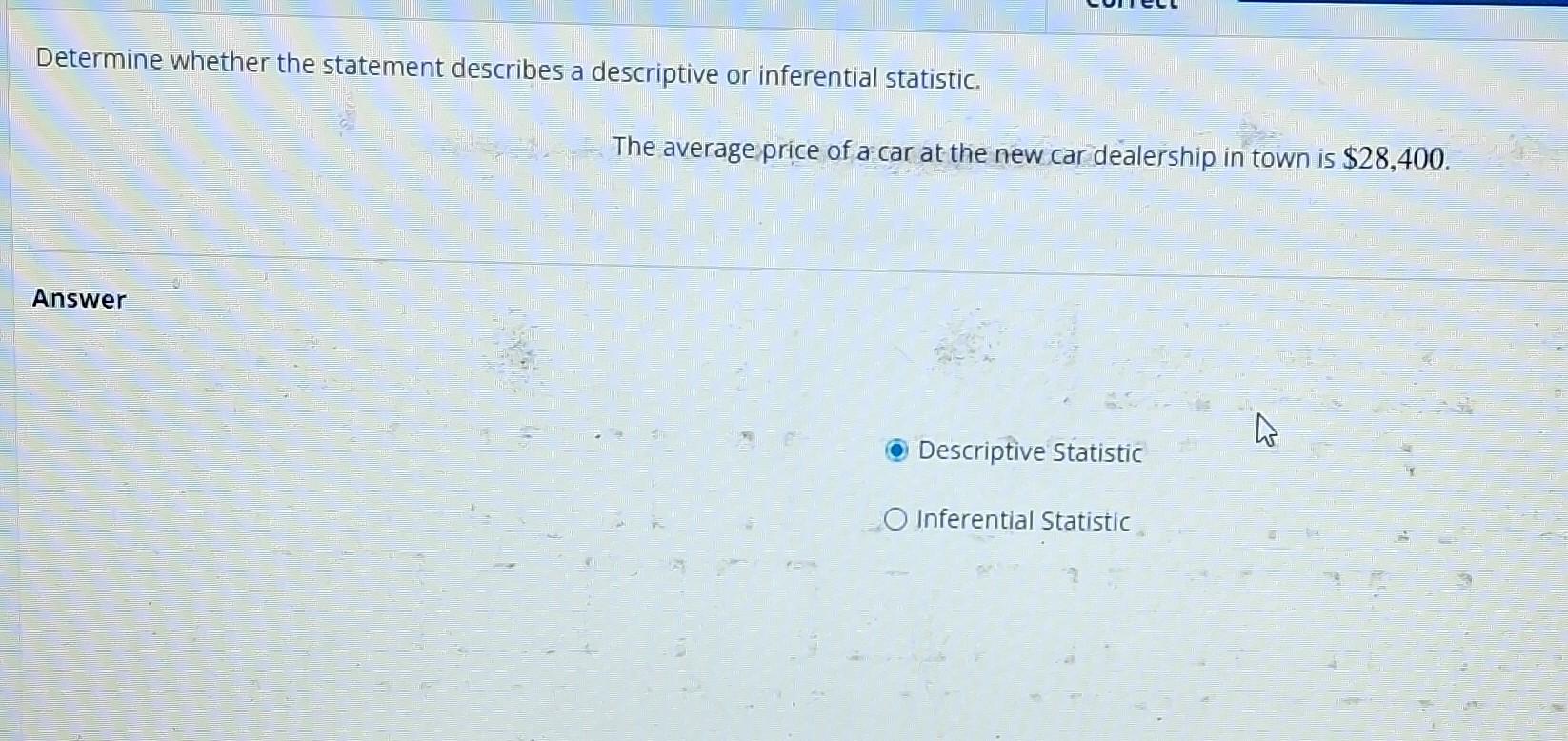 Solved Determine whether the statement describes a | Chegg.com