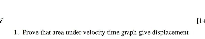 Solved [1+ 1. Prove that area under velocity time graph give | Chegg.com