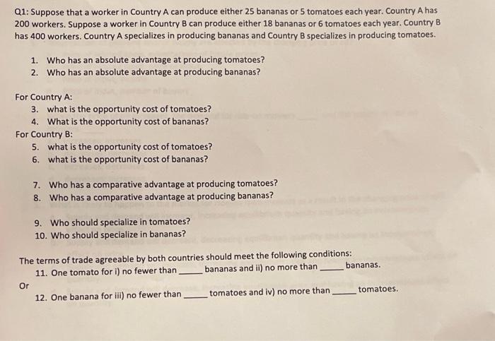 Solved Q1: Suppose that a worker in Country A can produce | Chegg.com