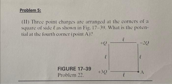 Solved (II) At each corner of a square of side ℓ there are | Chegg.com
