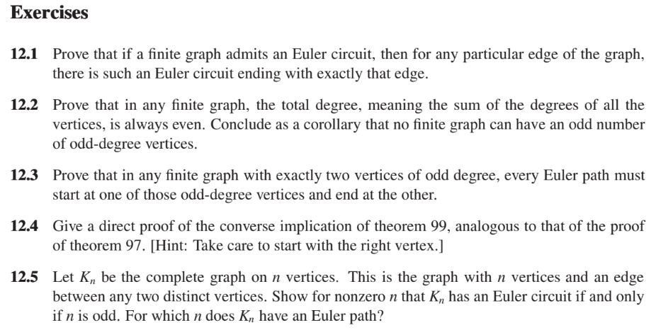 Solved Exercises 12.1 ﻿Prove that if a finite graph admits | Chegg.com