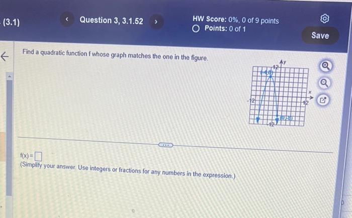 Solved Find A Quadratic Function F Whose Graph Matches The 4085