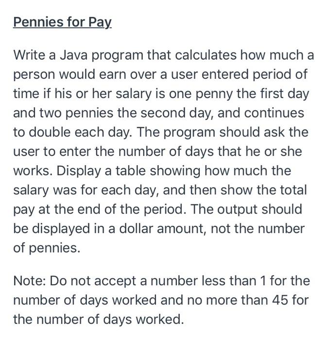 Solved Pennies For Pay Write A Java Program That Calculates 1428