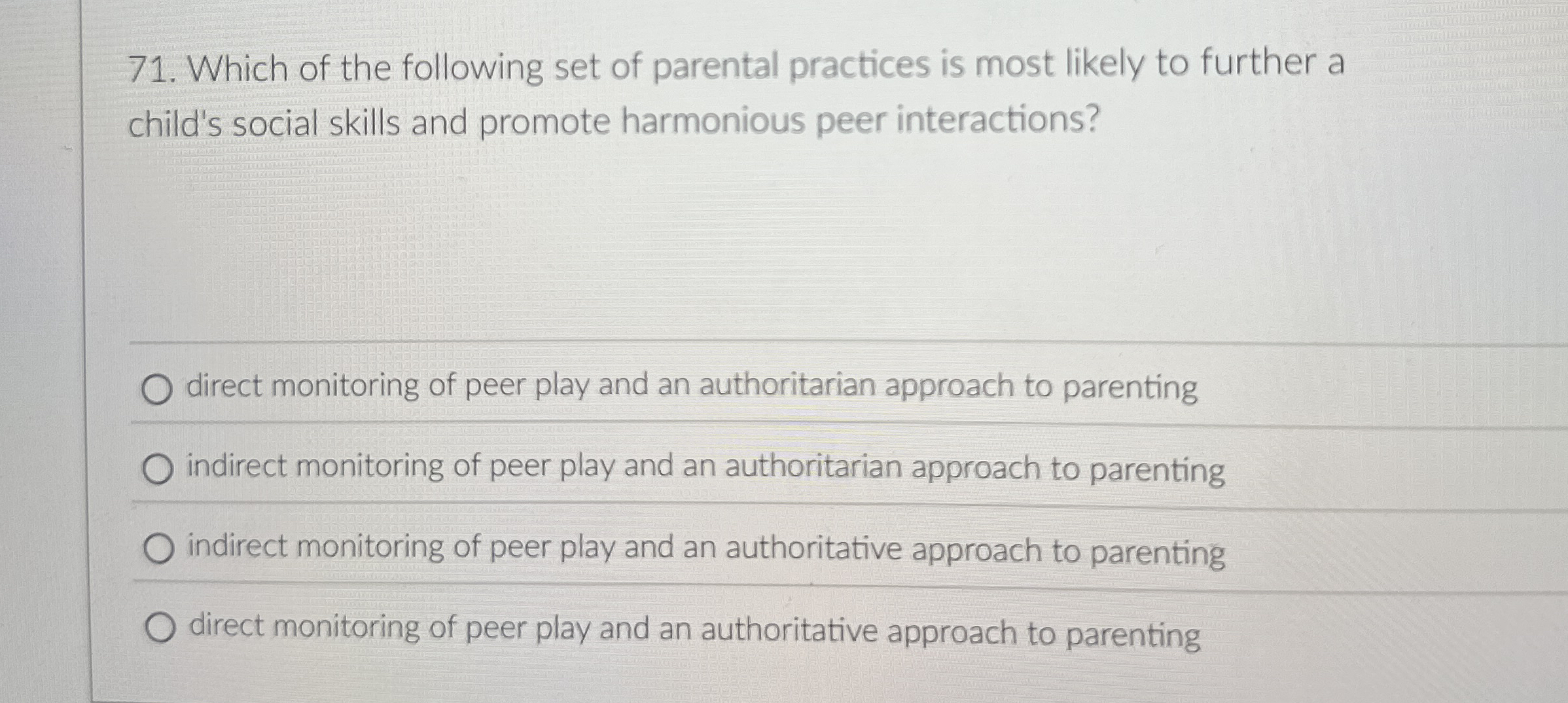 Solved Which of the following set of parental practices is | Chegg.com