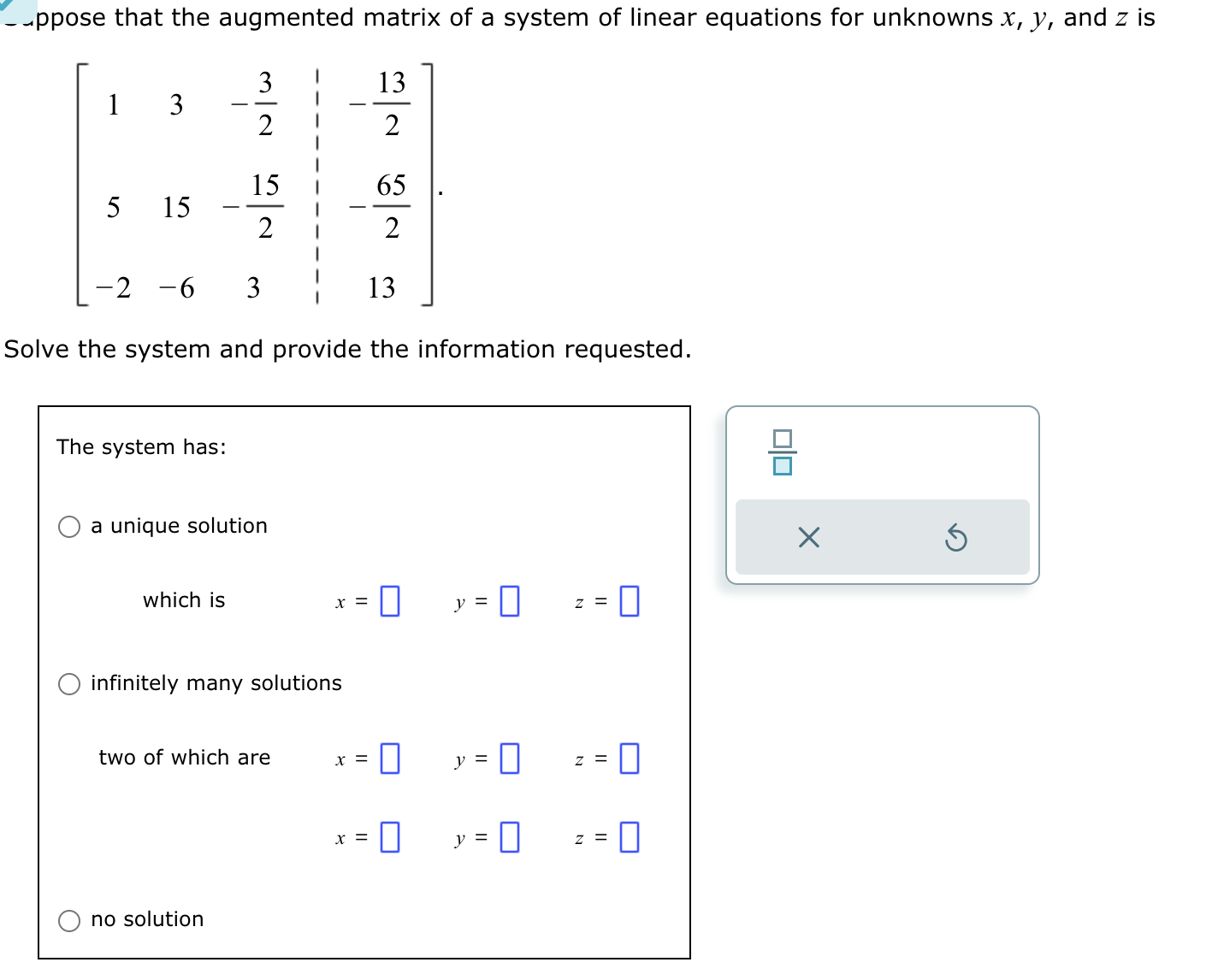Solved ppose that the augmented matrix of a system of linear | Chegg.com