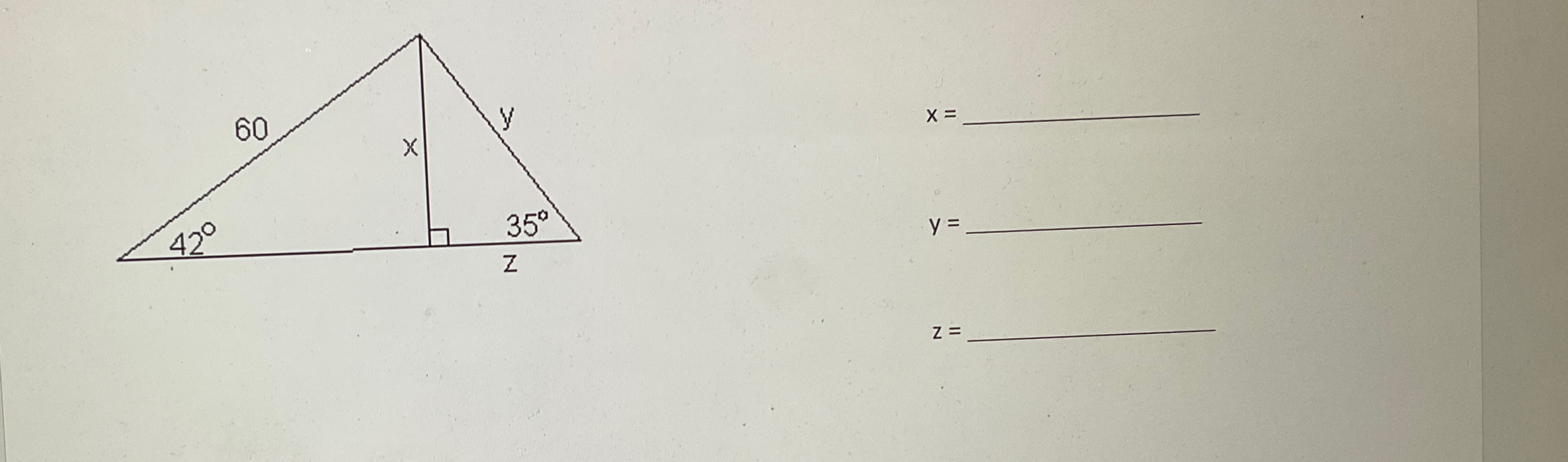 Solved Solve for each variable using pythagorean theorem and | Chegg.com
