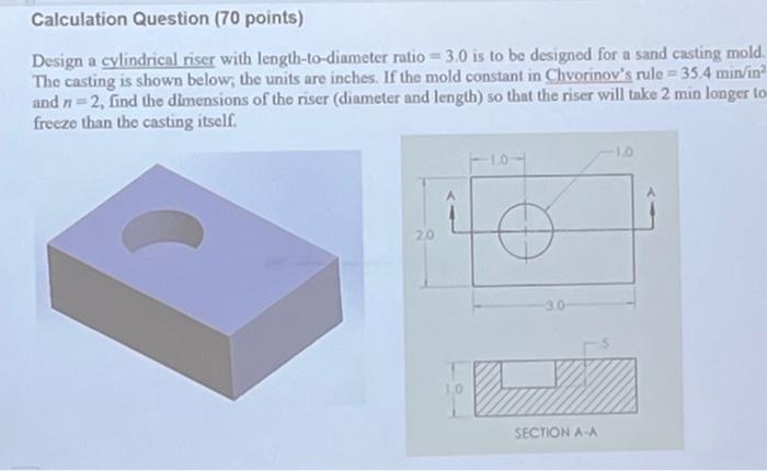 Solved Design a cylindrical riser with length-lo-diameter | Chegg.com