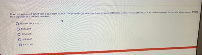 Solved Ricker ud completed its frst year of operations in | Chegg.com