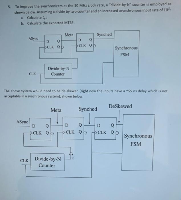 5. To improve the synchronizers at the 10 MHz clock | Chegg.com