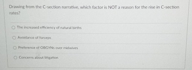Solved Drawing from the C-section narrative, which factor is | Chegg.com