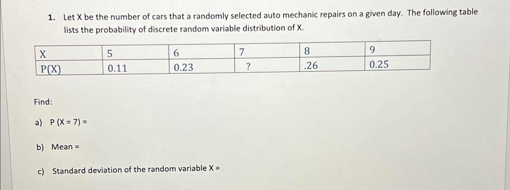Solved Let x ﻿be the number of cars that a randomly selected | Chegg.com
