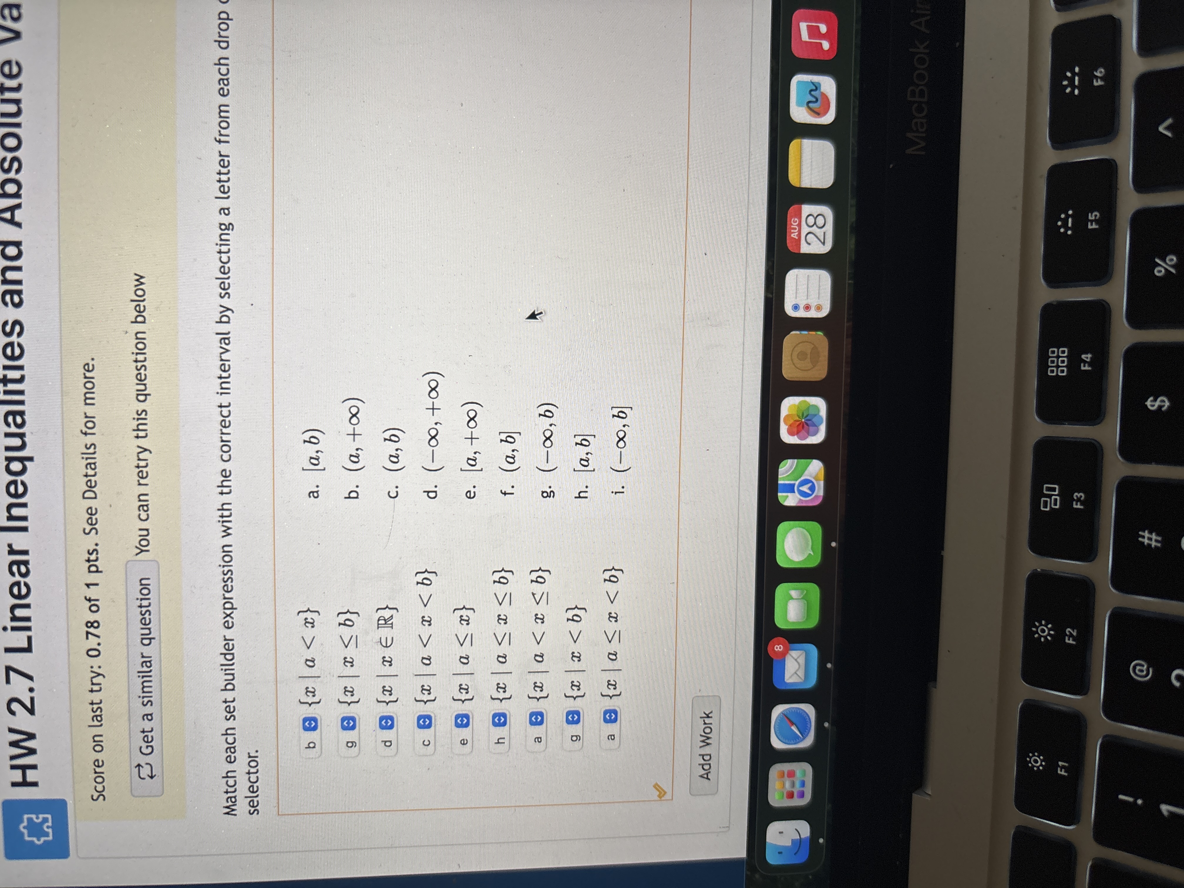 Solved Enter the interval equivalent to 2HW 2.7 ﻿Linear | Chegg.com
