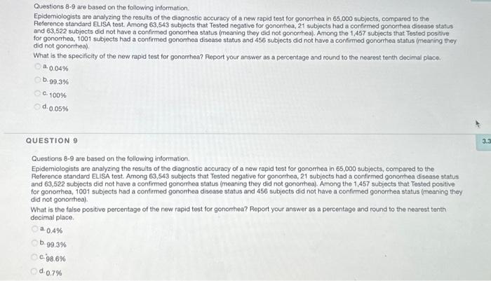 Solved Questions 8−9 are based on the following information. | Chegg.com