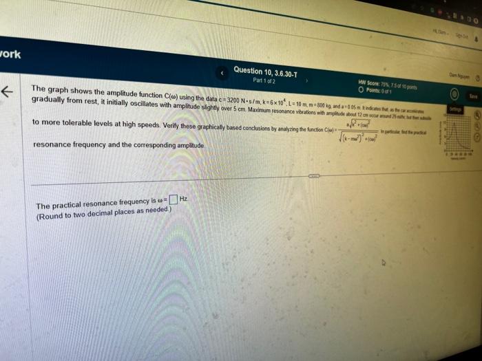 resonance frequency and the corresponding amplitude | Chegg.com