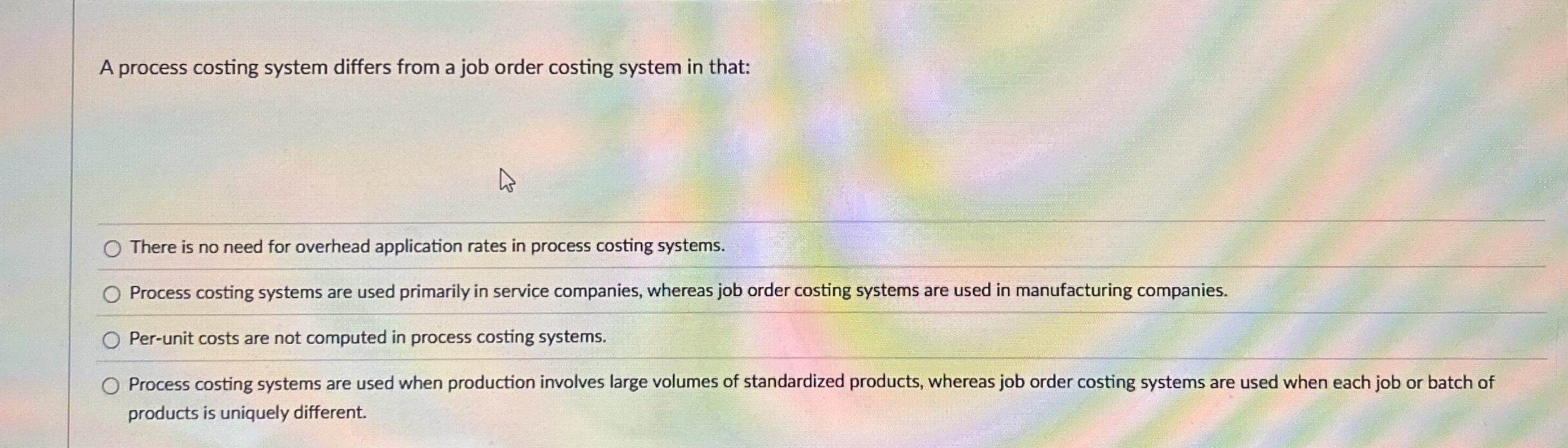 Solved A Process Costing System Differs From A Job Order