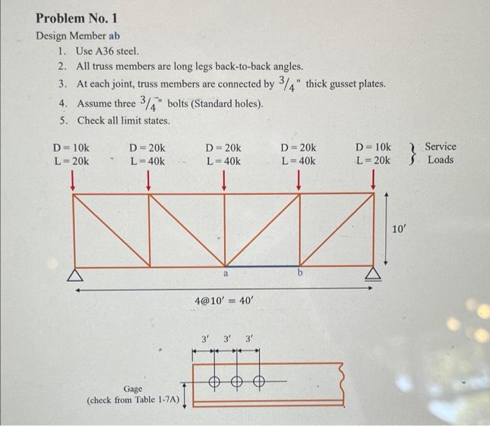 Solved Problem No. 1 Design Member ab 1. Use A36 steel. 2. | Chegg.com