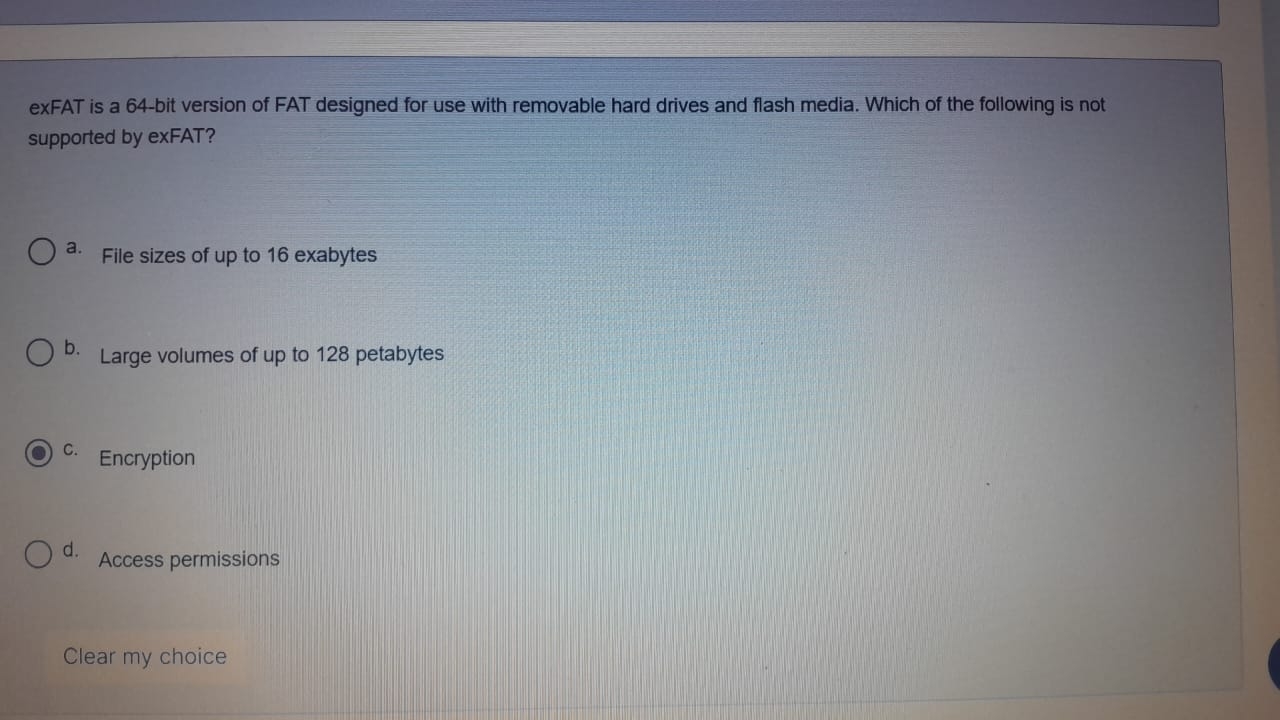 Solved exFAT is a 64-bit version of FAT designed for use | Chegg.com