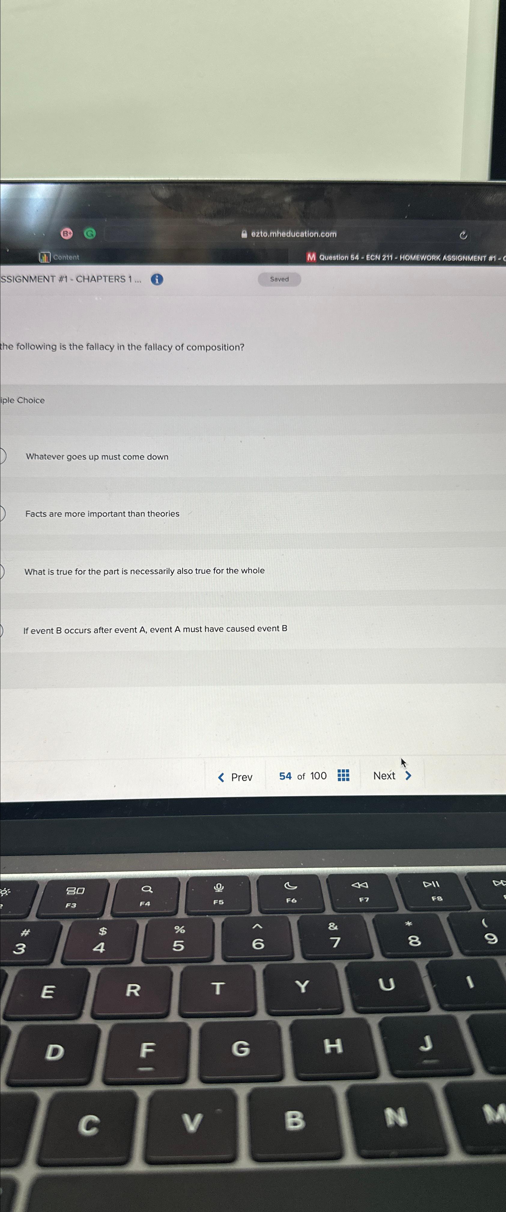 Solved SSIGNMENT #1 - ﻿CHAPTERS 1M Question 54 - ﻿ECN 211 - | Chegg.com