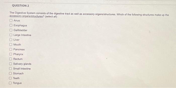 Solved The Digestive System consists of the digestive tract | Chegg.com