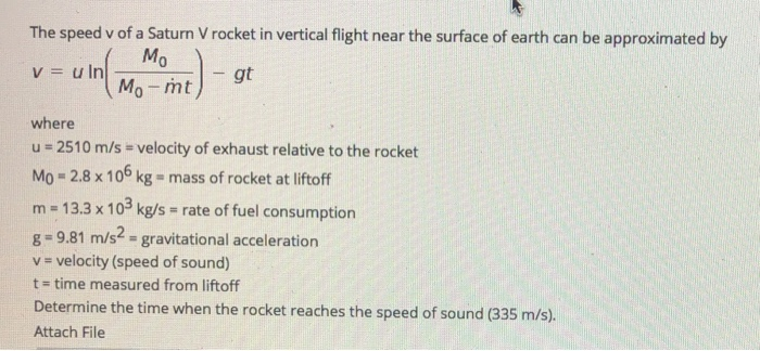 Solved The speed v of a Saturn V rocket in vertical flight | Chegg.com